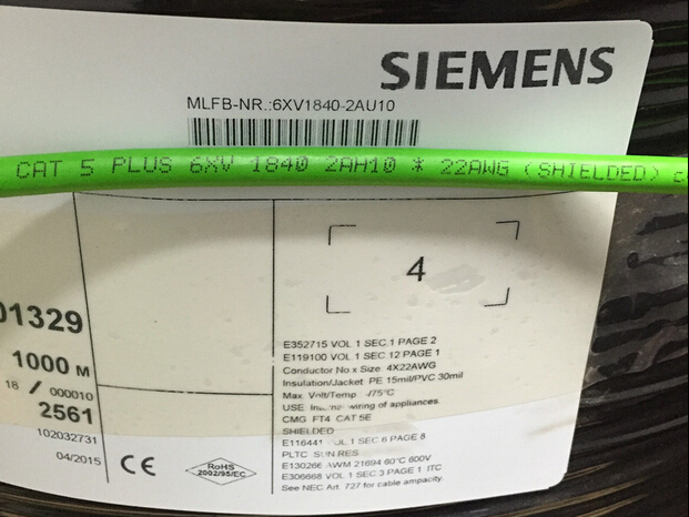 Green Color Industrial Rj45 Ethernet Cable MLFB 6XV1840-2AH10 / O RJ45 2x2