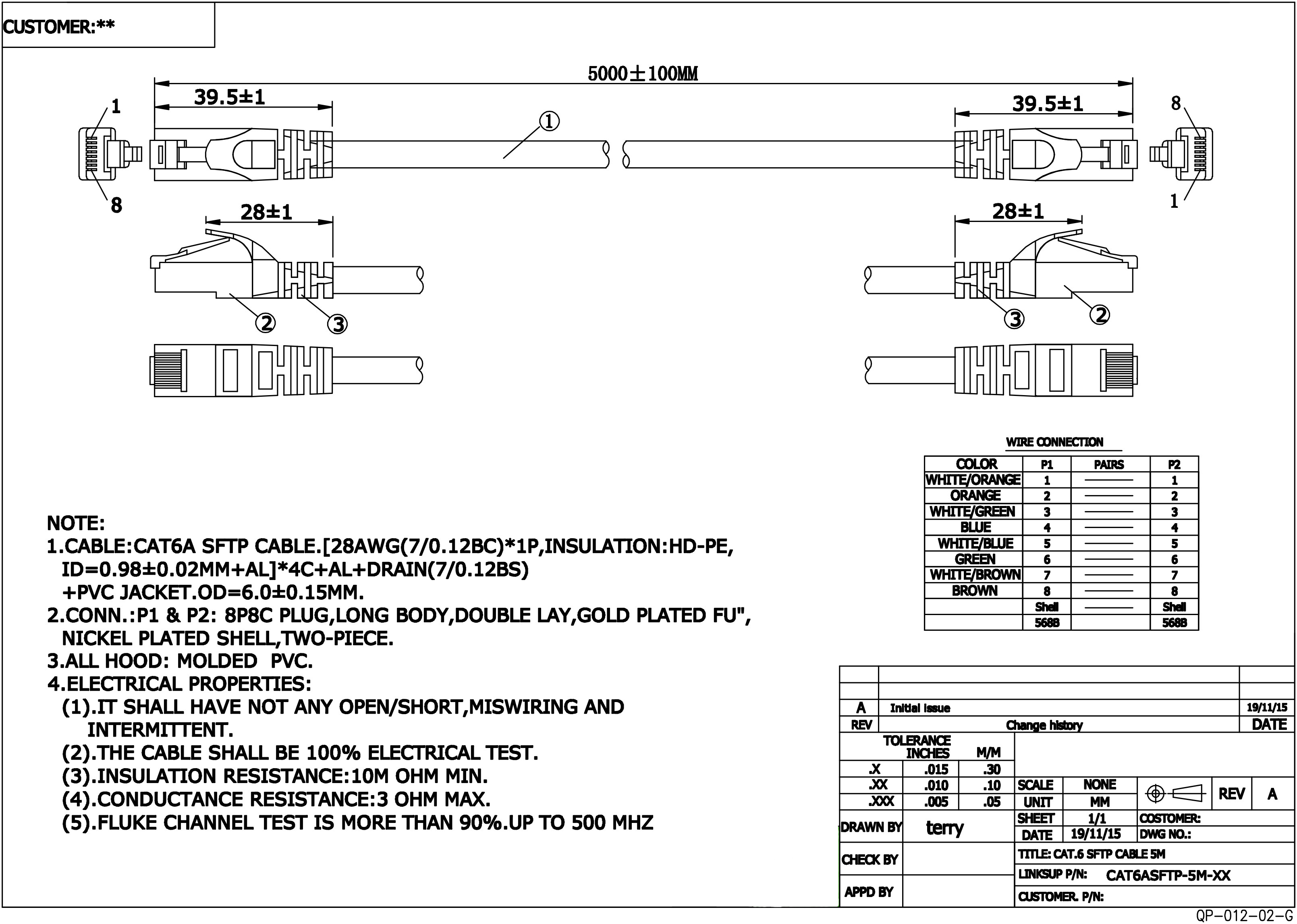 305 Meters Ethernet LAN Cable CAT6 UTP / STP 305 M Roll Length LSZH PVC ...